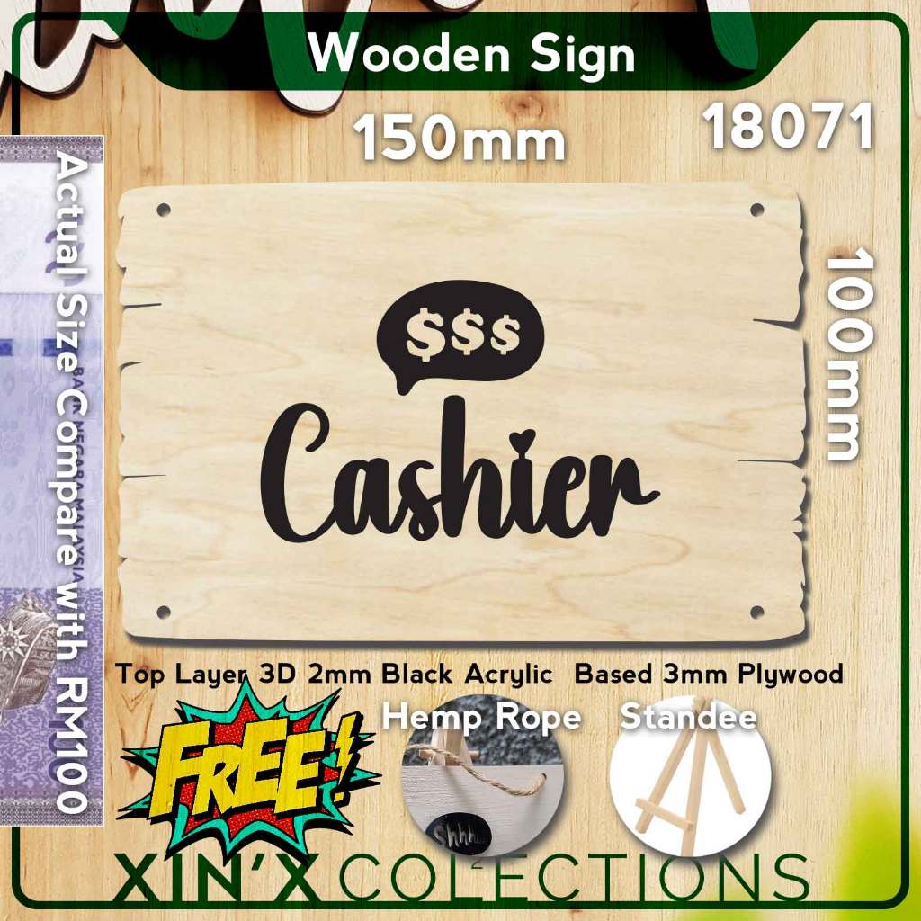 Minimalist Wooden Wood Acrylic Standee Hanging Toilet Order Cashier ...