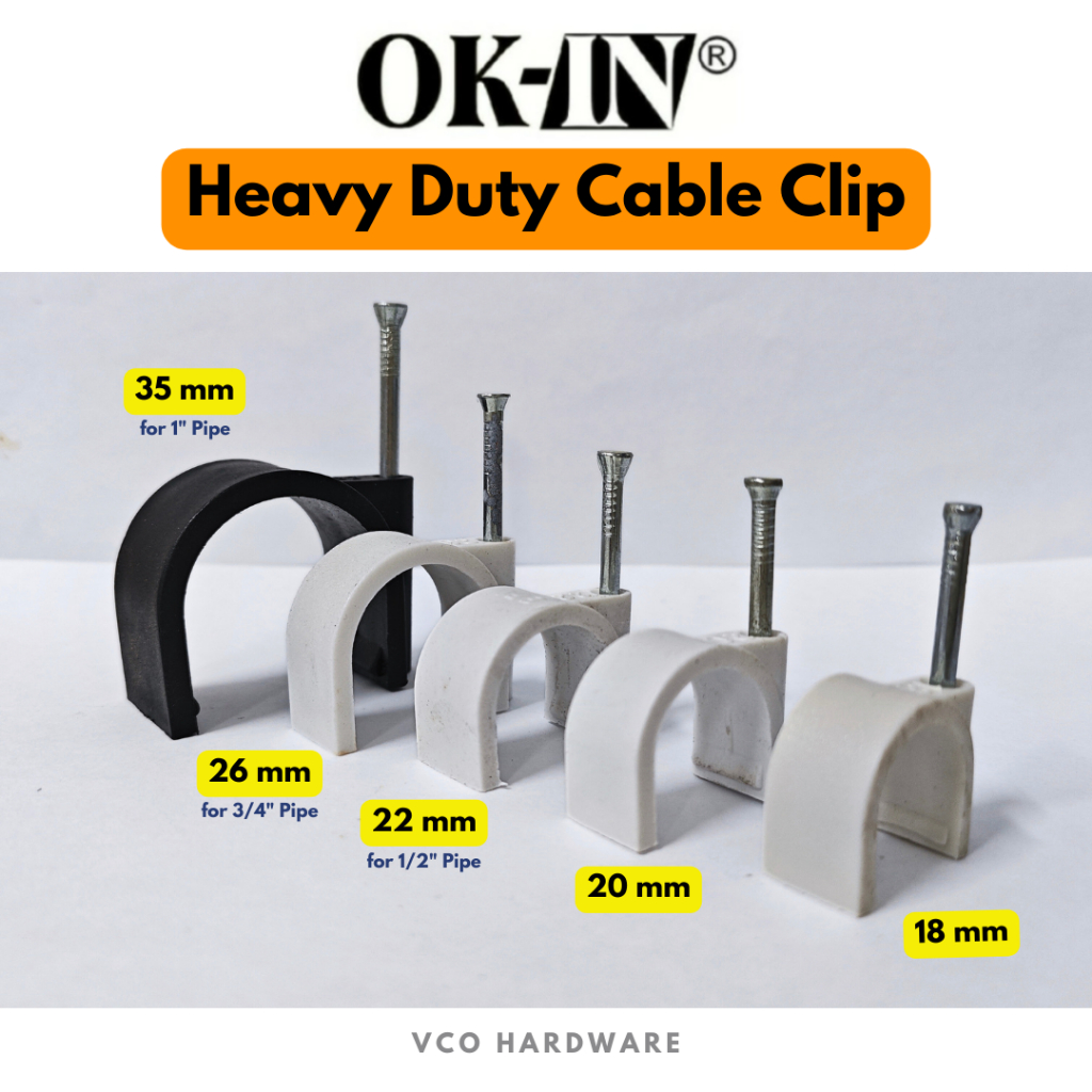 [ 1 Box ] OK-IN Heavy Duty Cable clip for Pipe/Cable/ /PVC Wall Cable ...