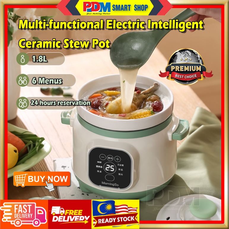 PDM Electric Intelligent White Porcelain Stew Pot 1.8L Electric Stew ...