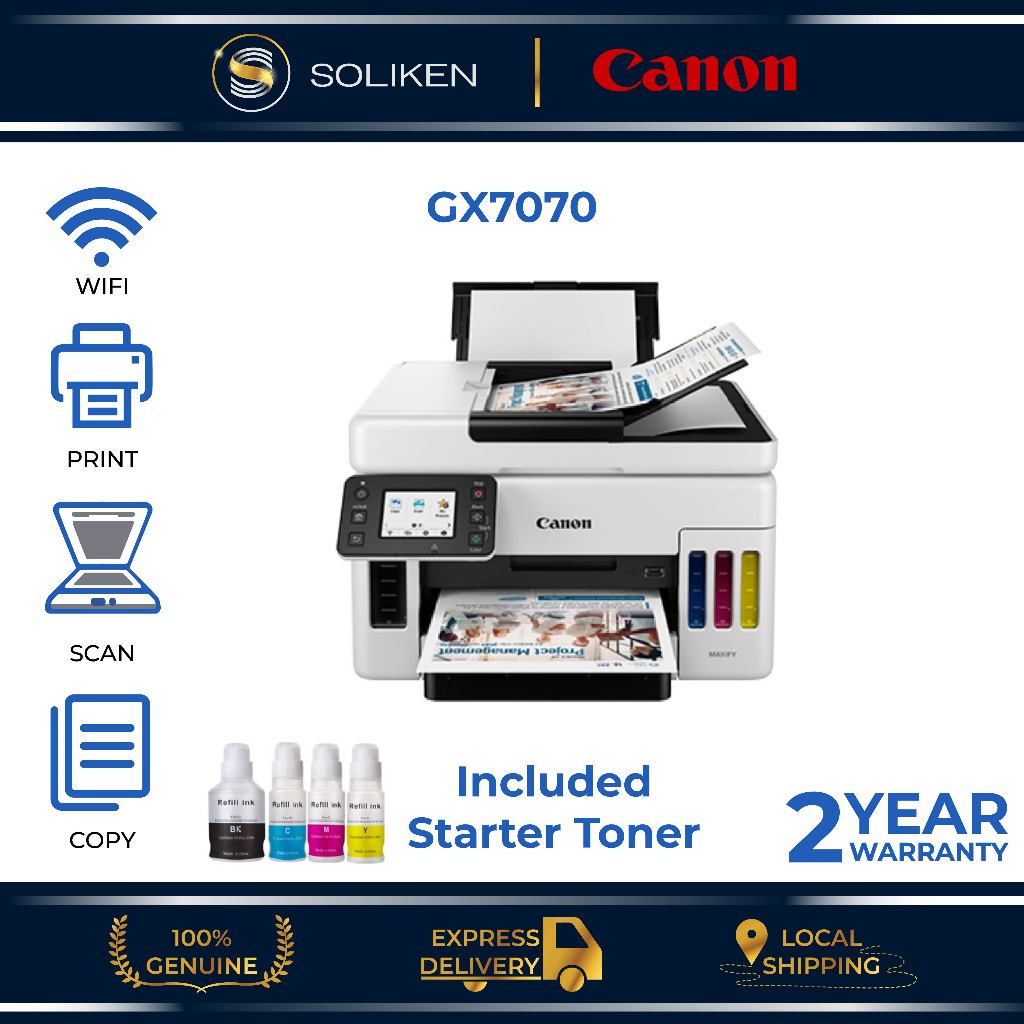 Canon Maxify GX7070 AIO Easy Refillable Ink Tank High Volume Printer ...