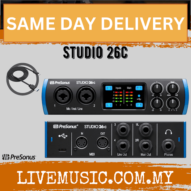 PreSonus Studio 26c USB-C Audio Interface / 2-in/4-out | Shopee Malaysia