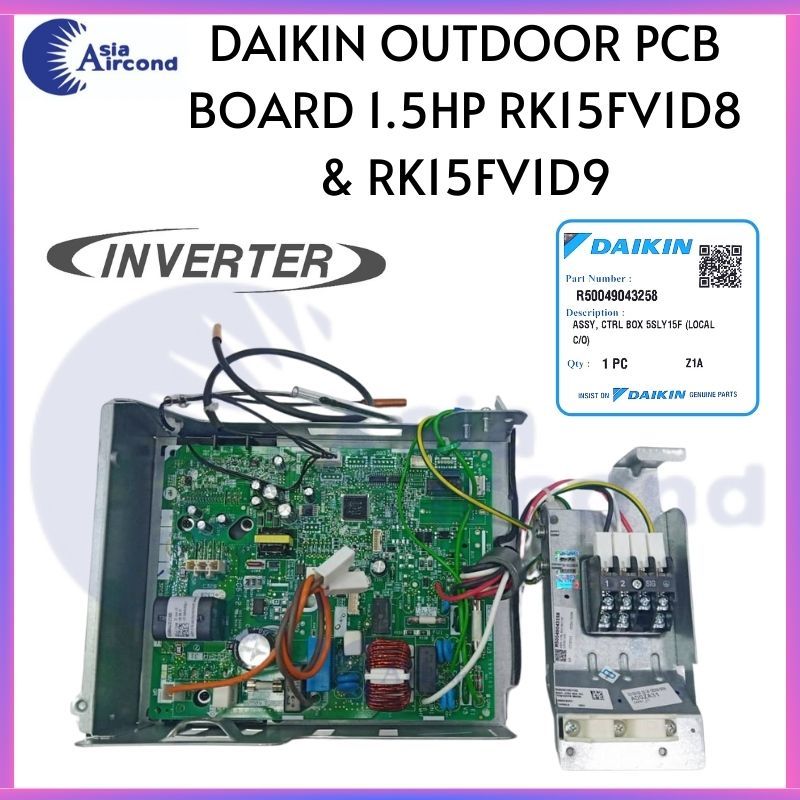 DAIKIN OUTDOOR PCB BOARD 1.5HP RK15FV1D8 & RK15FV1D9 (R50049043258 ...