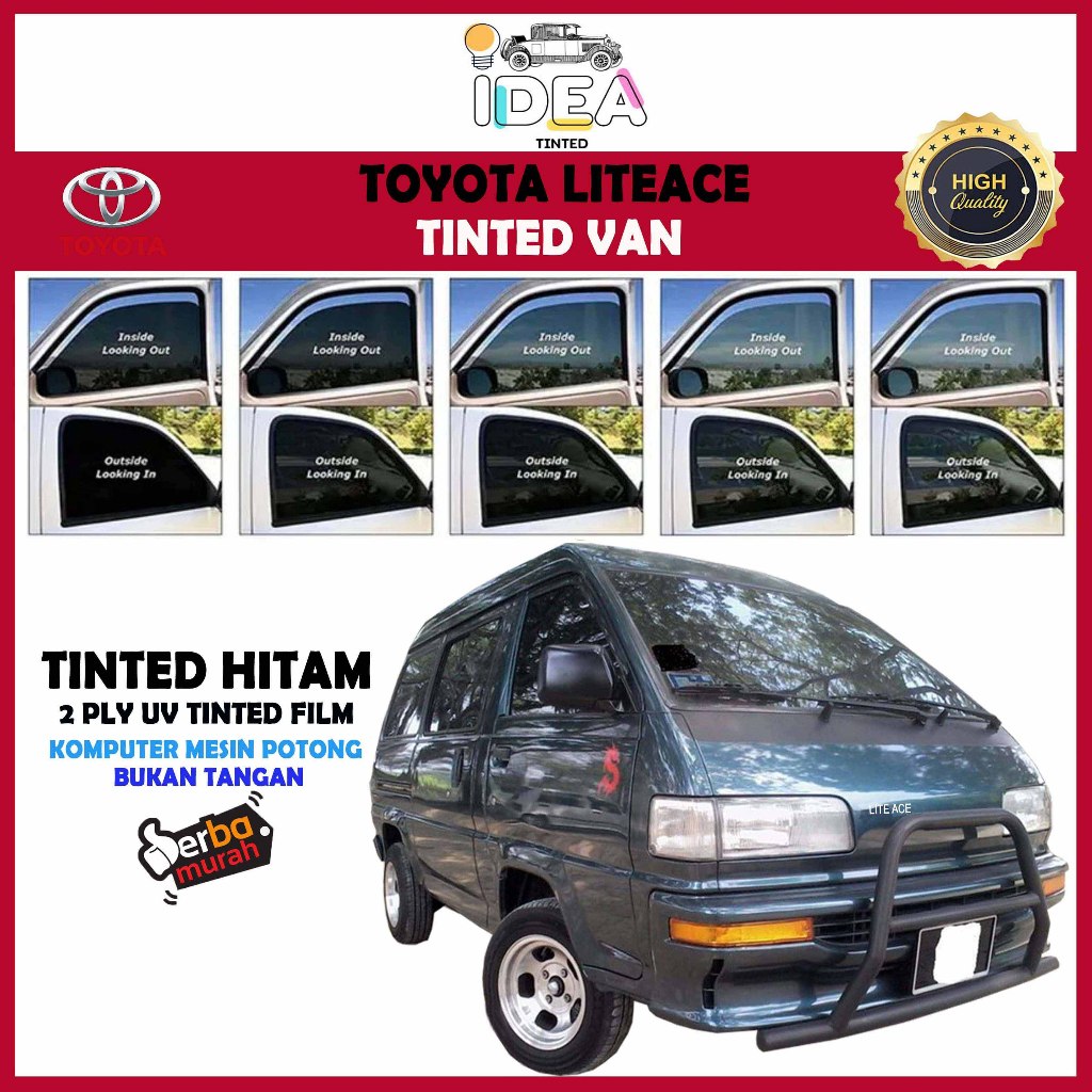 Toyota Liteace_Tinted Van _2PLY UV Film_Tinted Hitam/Black/Tahan Panas ...