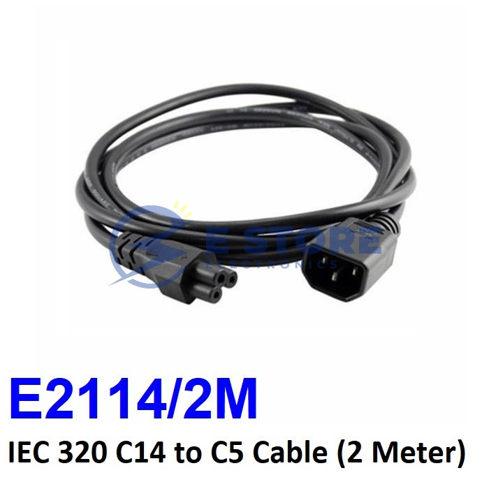 IEC 320 C14 to C5 3 Pin Plug PC AC Power Cable 2 Meter - E2114/2M ...