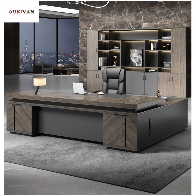 Luxury Office Desk Boss/CEO Desk With Double Side Cabinet Classic ...