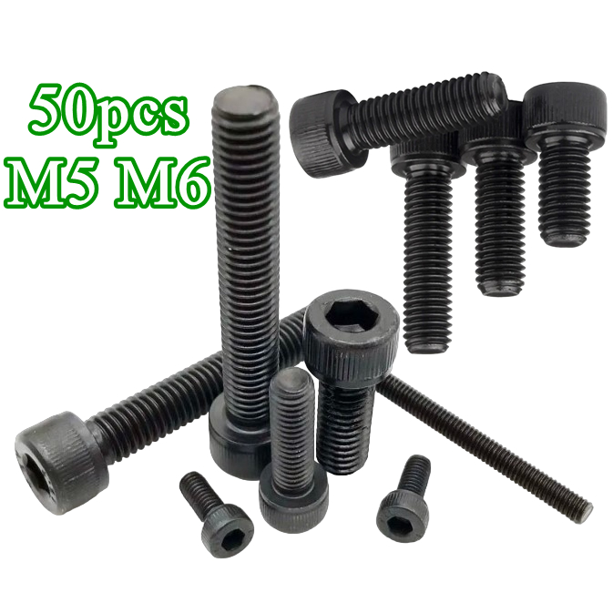 50pcs M5 Screw Hexagon Head Socket Screw Allen Key M6 Skru Black Carbon ...