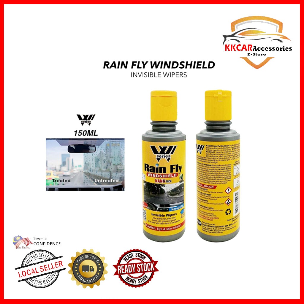 Waxco W SERIES Rain Fly Windshield Rain Act Water Repellent Invisible ...