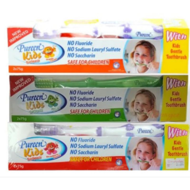Pureen Kids Toothpaste 2X75G Free Kids Toothbrush (on-pack) | Shopee ...