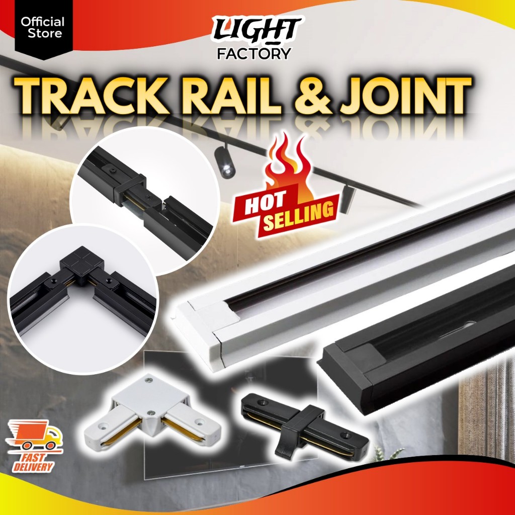 💥PROMO💥1M Track Light Rail Connector Black/White Track Light Joint I ...