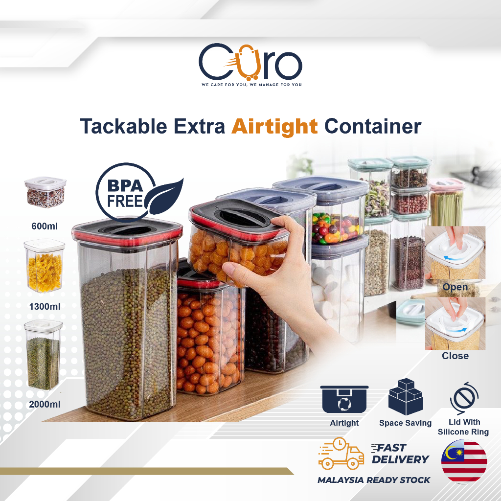 CURO Stackable Extra Airtight Twist Lock Transparent Food Storage ...