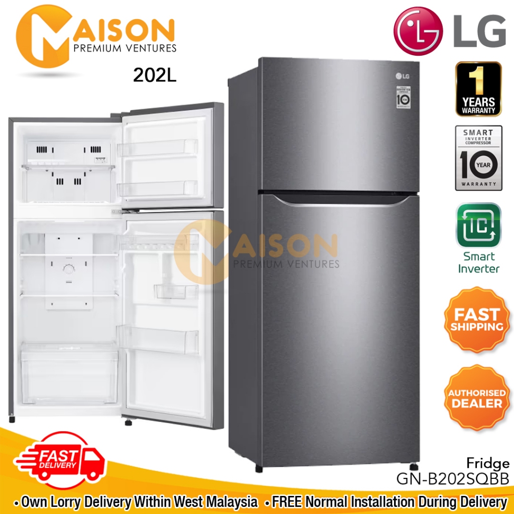 LG Smart Inverter Refrigerator 202L GN-B202SQBB | Shopee Malaysia