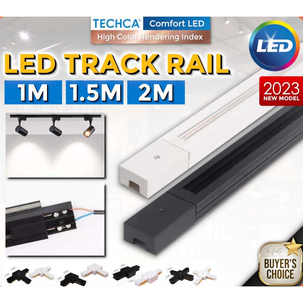 【TRACK RAIL】LED Track Light Rail 1M 1.5M 2M Lampu Track Joint Light L ...