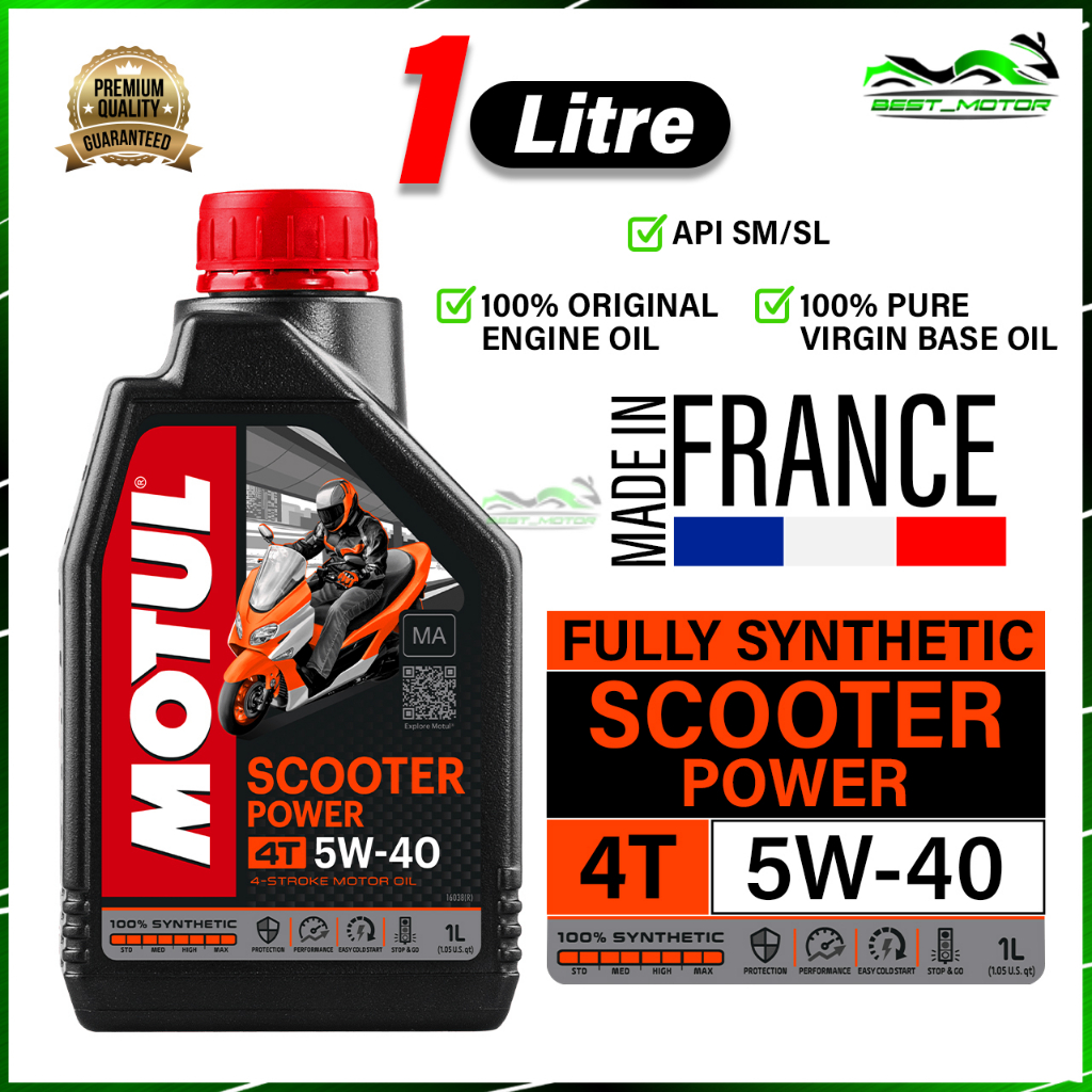MOTUL POWER SCOOTER 5W40 100% ORIGINAL MADE IN FRANCE ENGINE OIL 1 ...