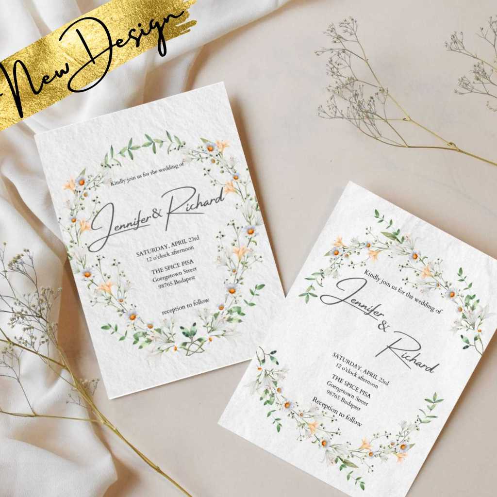 Wedding Card Template Wildflower Wedding Invitation Card , Boho Wedding ...