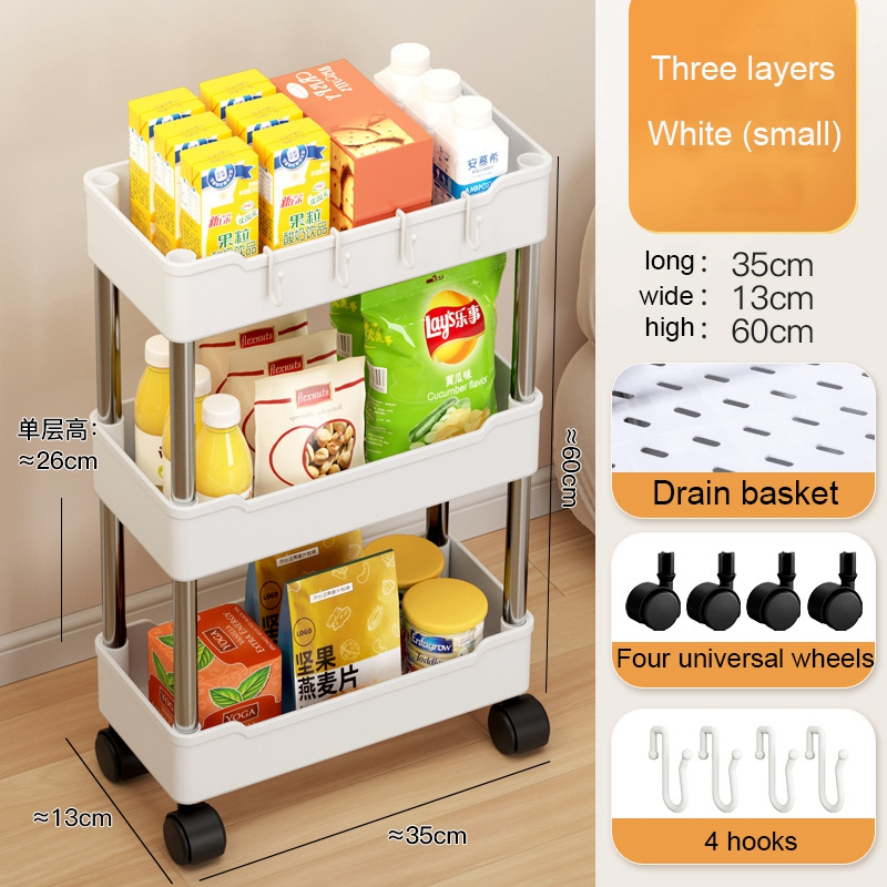 3 /4 Tier Storage Trolley Rack Kitchen Office Movable Shelves Toys ...