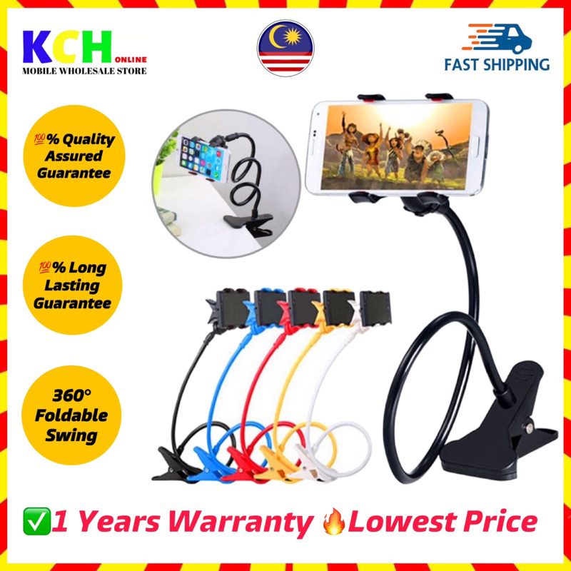 【360° ROTATE】Long Arm Phone Holder Desktop Table Bed Clip Lazy Pod ...