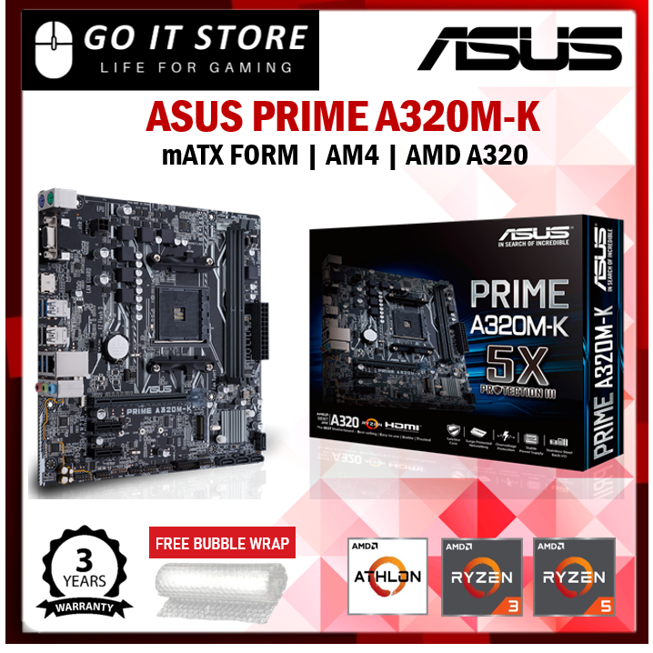 Asus Prime A320M-K AM4 mATX Motherboard + AMD Athlon / Ryzen 3000 / ...