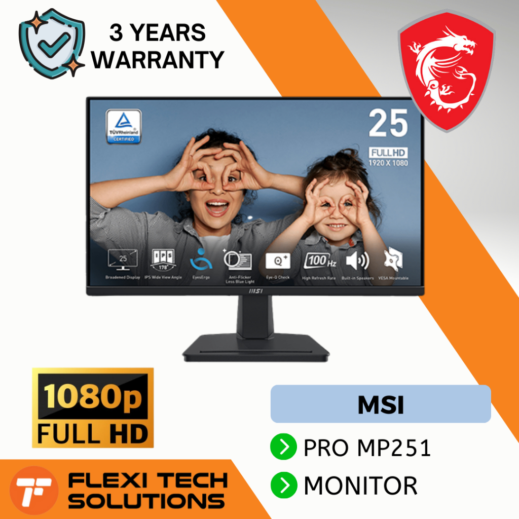 Flexi Tech MSI PRO MP251 24.5" Business Monitor 1920 x 1080 (FHD ...
