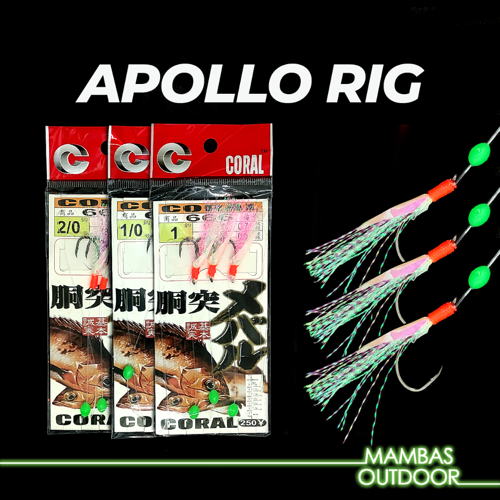 Apollo Rig #1 - #2/0 Perambut Sabiki Luminous Fishing Pancing Dasar ...