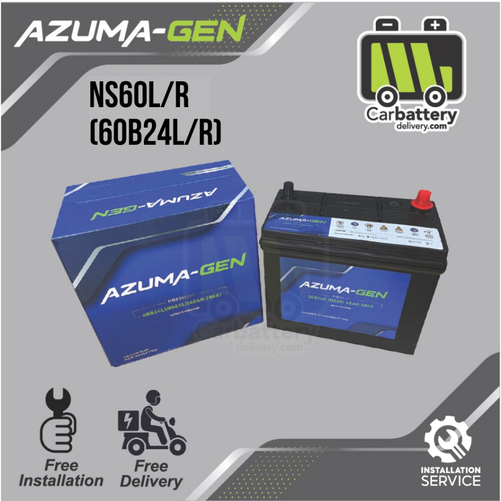 [Installation Provided] AZUMA-GEN NS60 NS60L NS60R 60B24L 60B24R Car Battery Bateri Kereta ...