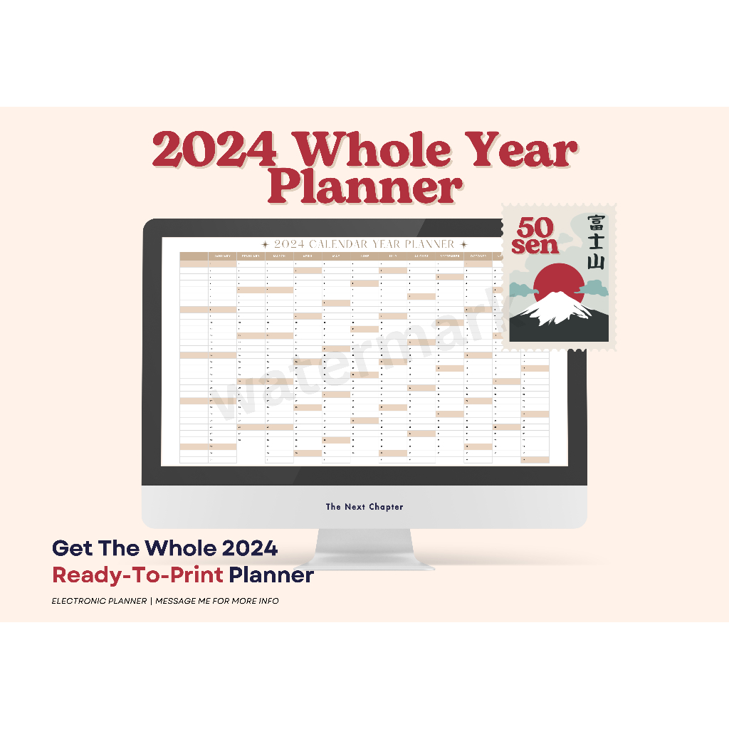 Digital Whole 2024 Ready-To-Print Planner | 2024 Calendar |2024 Planner ...