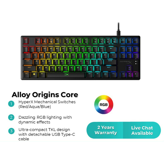 HyperX Alloy Origins Core Mechanical Gaming Tenkeyless Keyboard ...