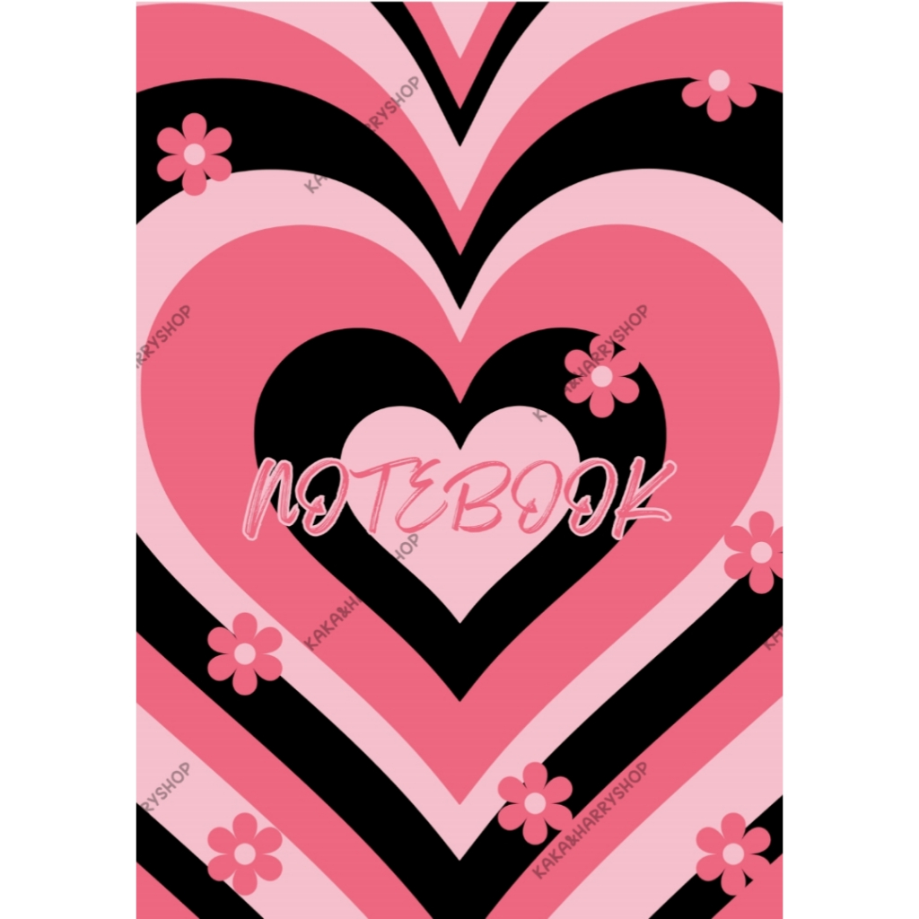 PINK BLACK HEARTS NOTEBOOK PRINTABLE PDF | Shopee Malaysia