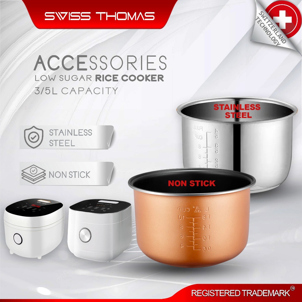 3/5L Stainless Steel/Non Stick Low Sugar Rice Cooker Pot Inner Pot ...
