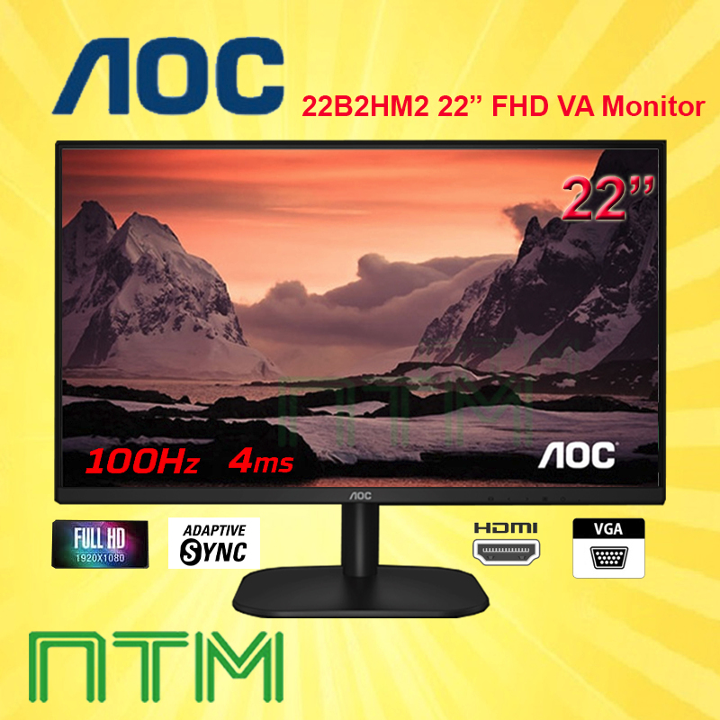 AOC Monitor 22B2HM2 VA PANEL 100Hz Full HD Monitor (HDMI / VGA) 3 Years Warranty | Shopee Malaysia