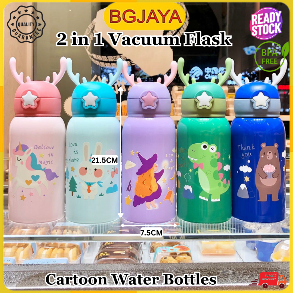 304 Stainless Steel 2 in 1 Double Layer Vacuum Flask Kids Children ...