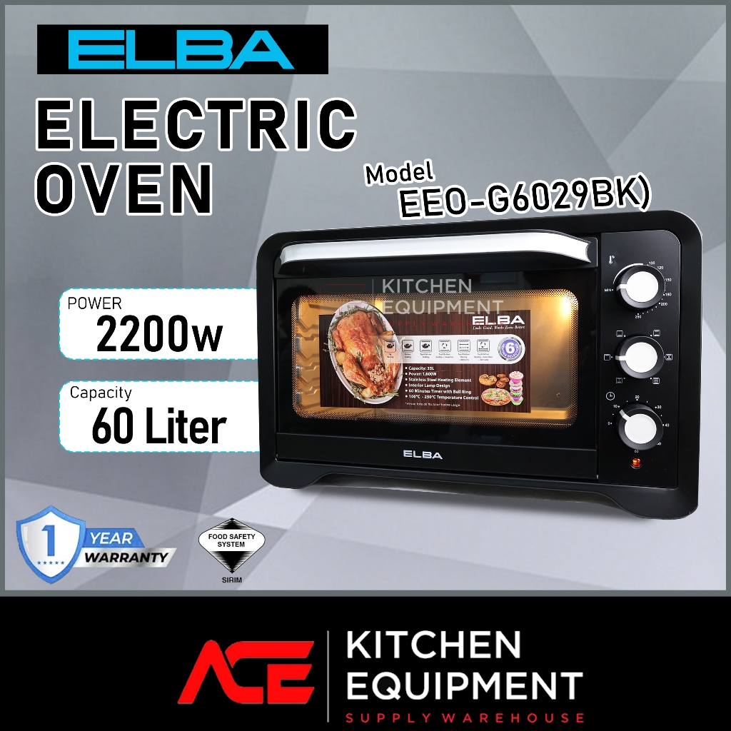 ELBA 60L Electric Oven EEO-G6029(BK) - 6 Heating Selections, Rotisserie ...