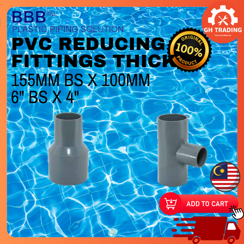 PVC Fitting 155mm x 100mm 6" x 4" Thick BS Reducing Socket Reducing Tee ...
