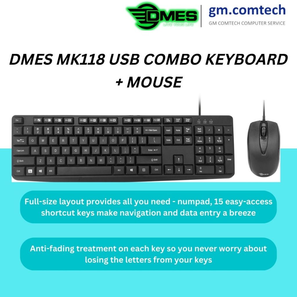 DMES MK118 USB Combo Keyboard + Mouse | Shopee Malaysia