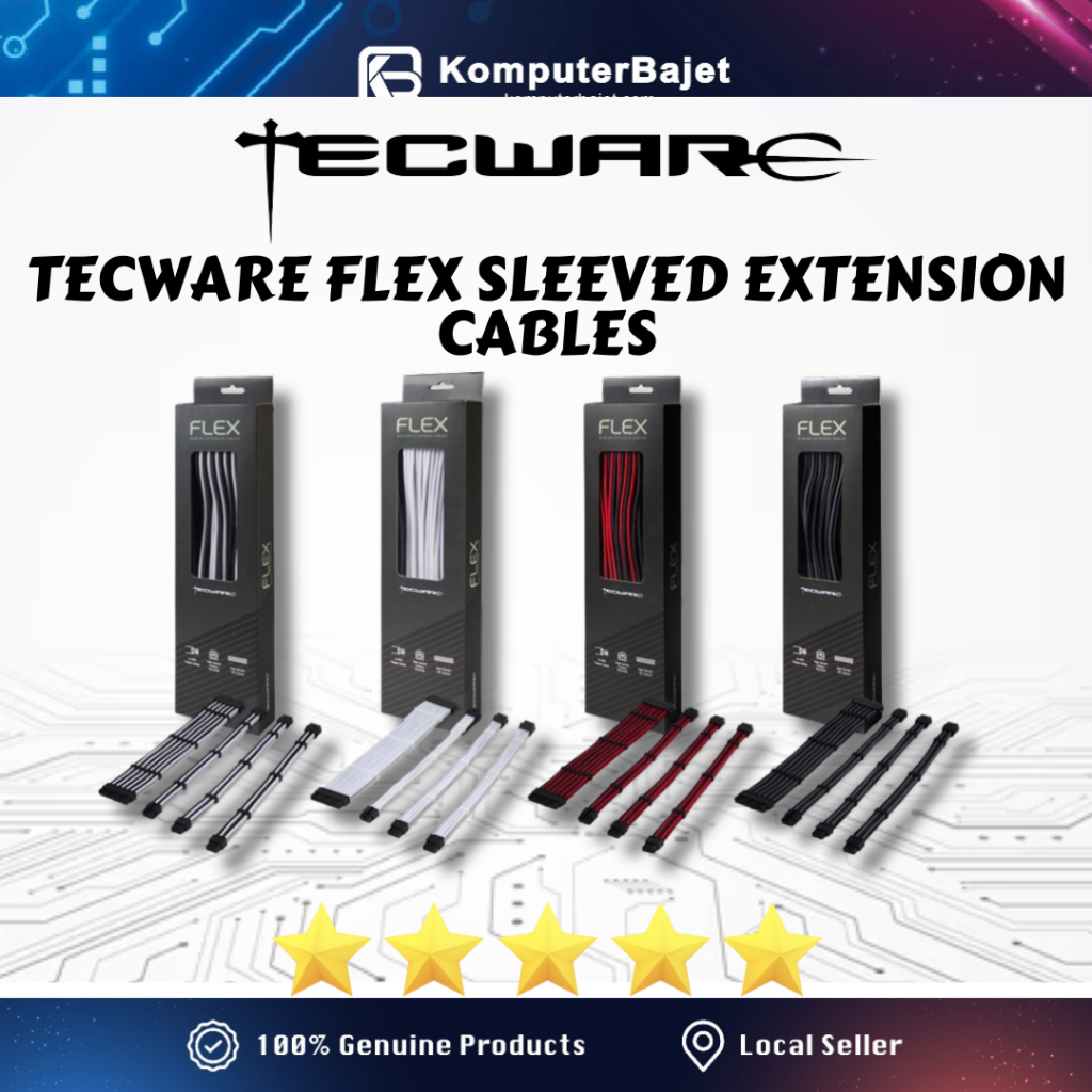 INVASION / Tecware FLEX PSU Extension Sleeved Cables - White, Black ...