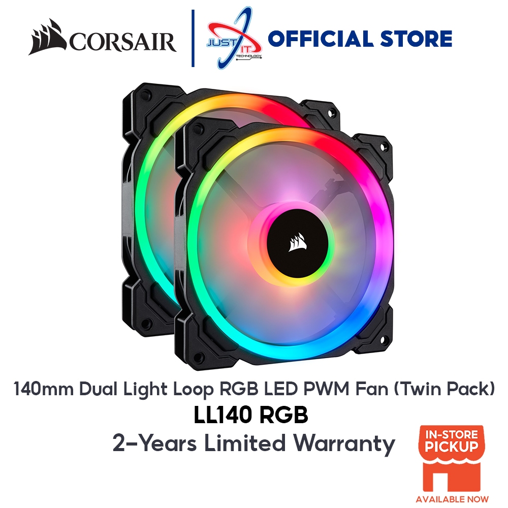 Corsair LL140 140mm RGB Dual Light Loop RGB LED PWM Fan - 2 Fan Pack ...