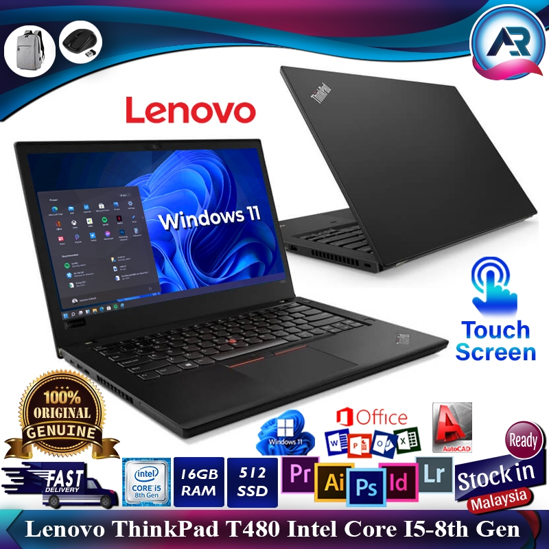 LENOVO THINKPAD T480 i5-8350U 16GB RAM 512GB SSD 14.0'' FHD LED TOUCH ...