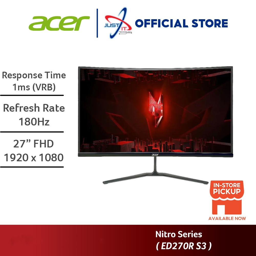 ACER Nitro ED270R S3(180HZ) / ED270R X0 (200HZ) 27" CURVED GAMING ...