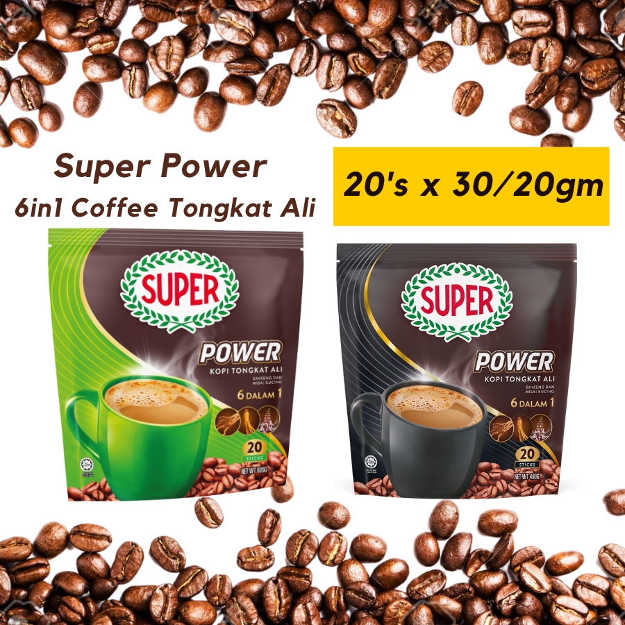 Super Power Coffee 6in1 Tongkat Ali Ginseng & Misai Kucing (30g x 20's ...