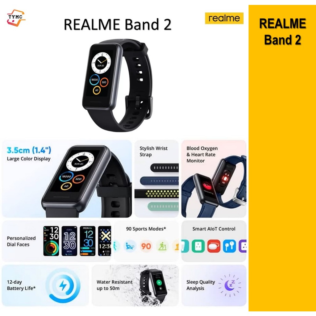 REALME Band 2 Smart Wristband | Real time monitoring | 3.5cm Colour ...