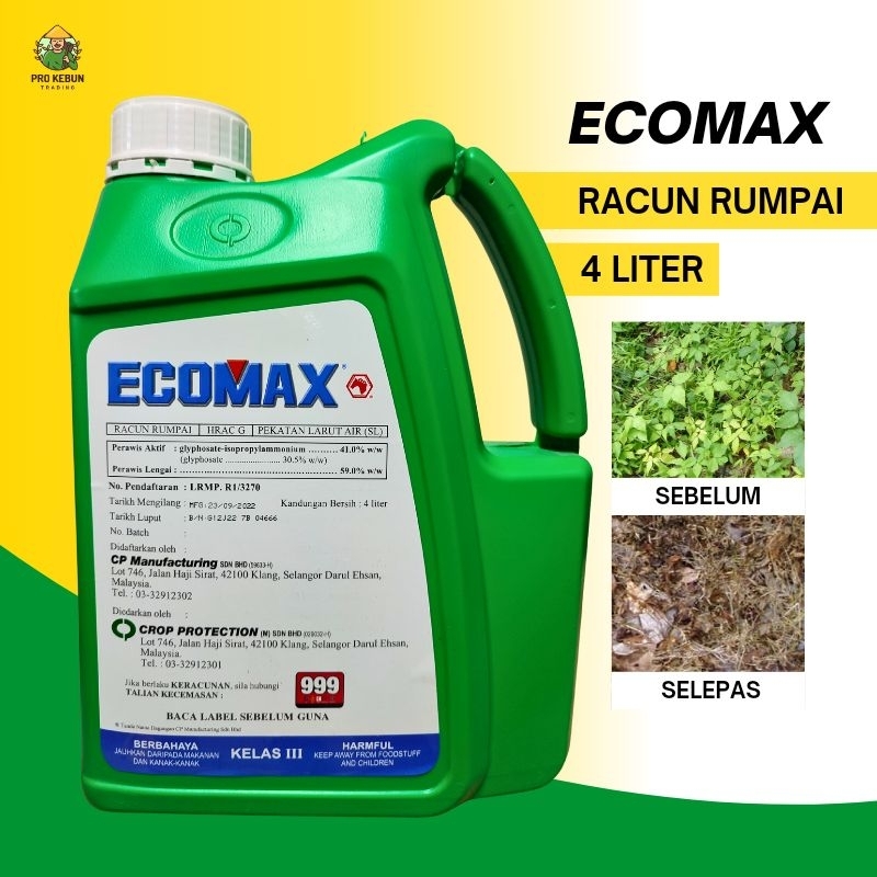 Ecomax Herbicide 4 Liter Racun Rumput Mati Akar Tahan Lama Racun Lalang ...