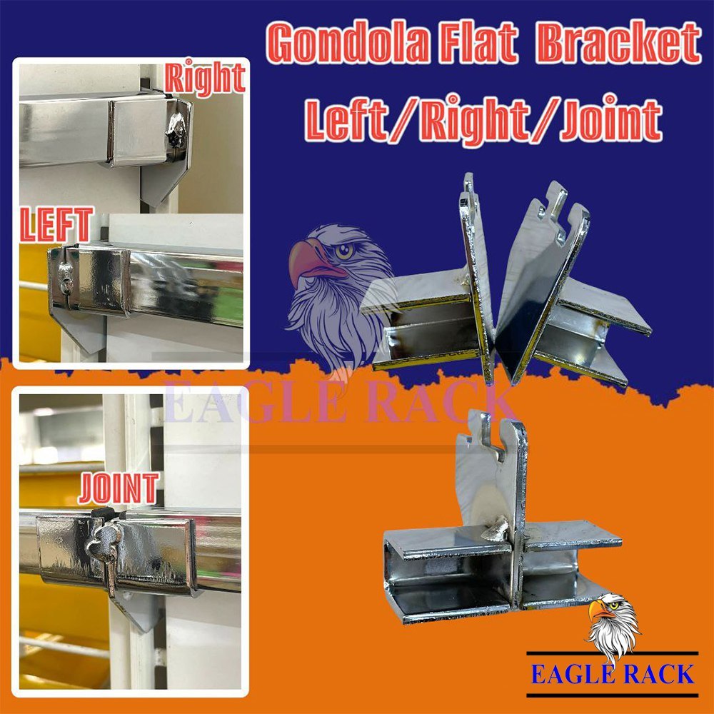 GONDOLA SQUARE BAR BRACKET CHROME STEEL (LEFT / RIGHT / JOINT) | Shopee ...