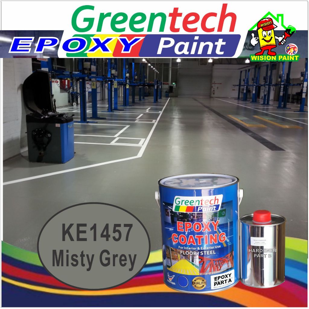 KE1457 MISTY GREY 1L Epoxy paint ( GREENTECH EPOXY ) Cat Lantai / TILES ...