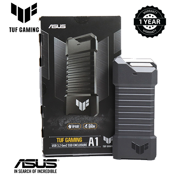 ASUS TUF Gaming A1 M.2 SSD Enclosure for NVME / M.2 SATA (USB-C 3.2 Gen ...