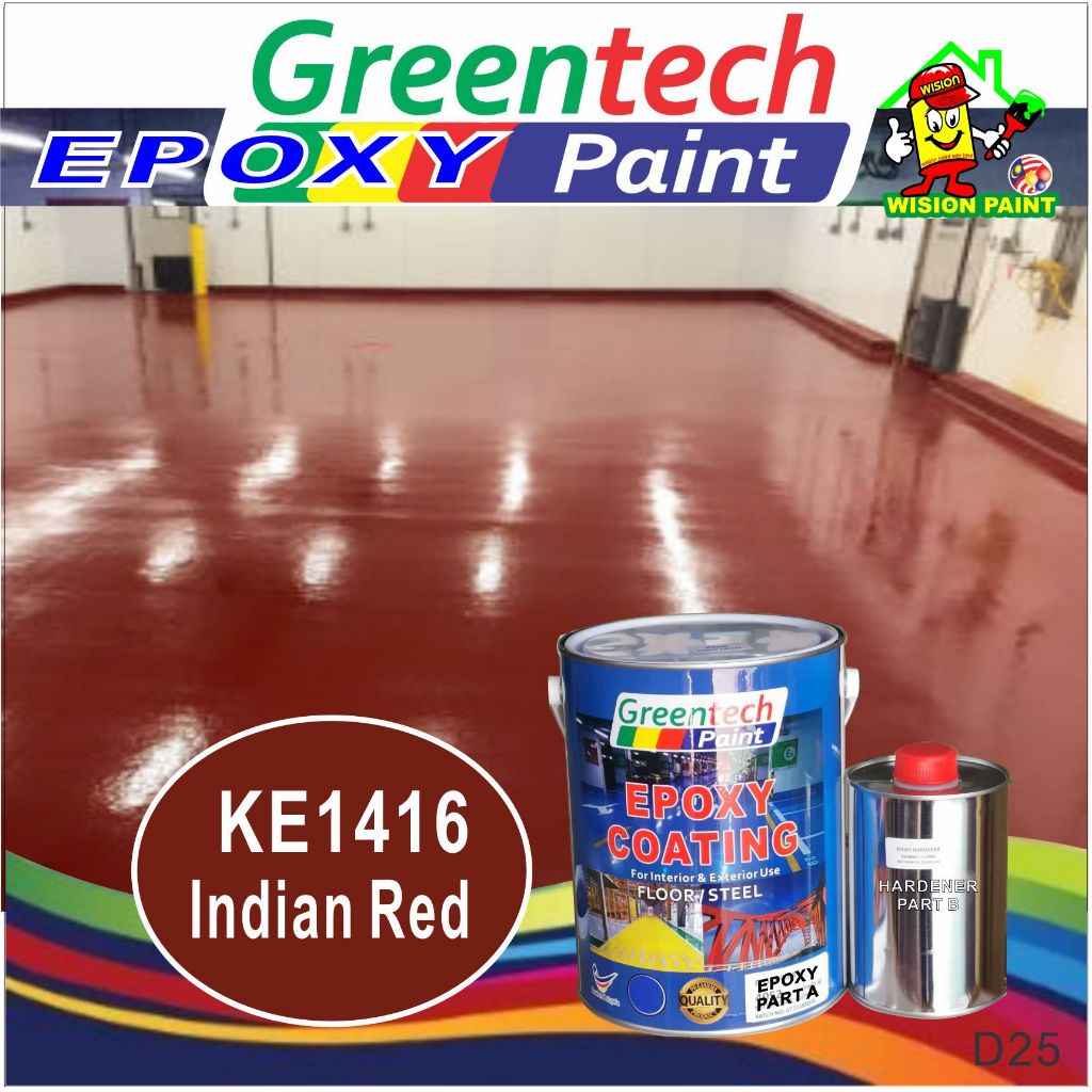 KE1416 INDIAN RED 1L Epoxy paint ( GREENTECH EPOXY ) Cat Lantai / TILES ...