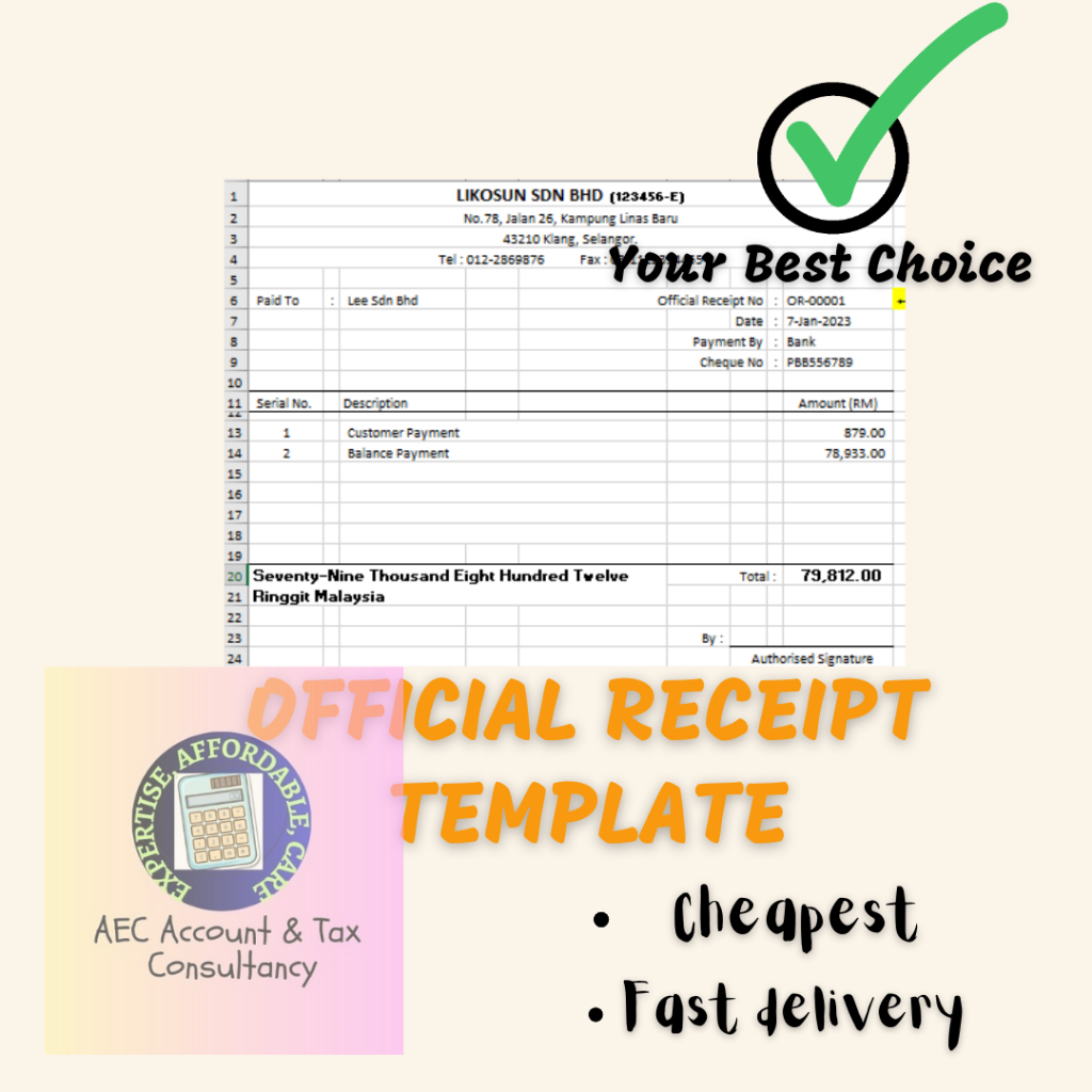 Automate Official Receipt Template SME - Fast & Easy to use Resit Rasmi ...