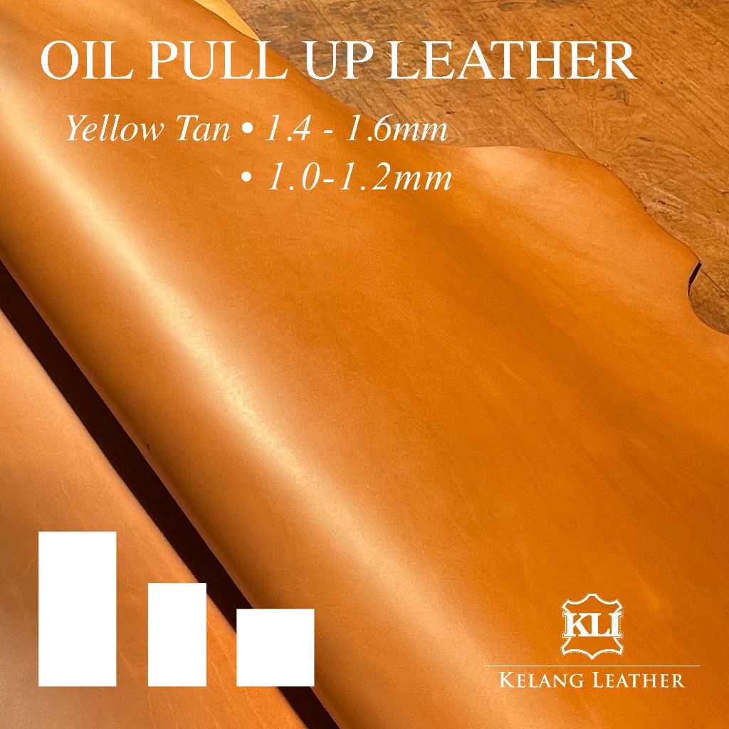 LEATHER PANEL Oil Pull Up #806 OPU Full Grain Leather YELLOW TAN 1.4 ...