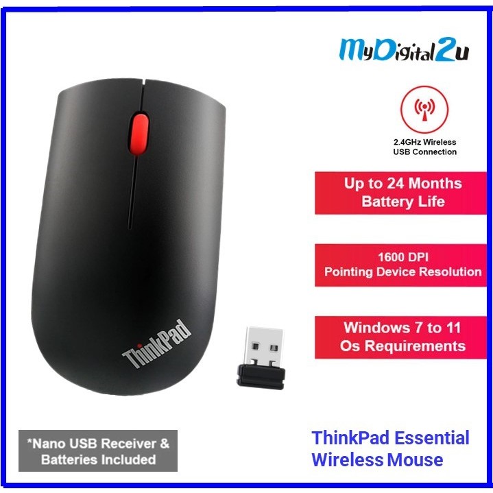 Lenovo ThinkPad Essential / HP 235 Slim Wireless Mouse (Black ...