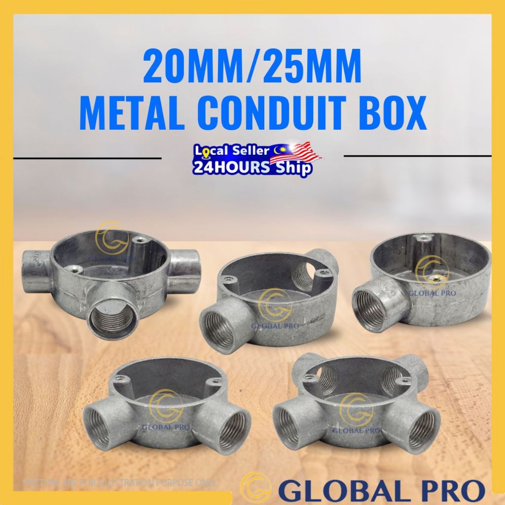 [1PC] 20mm 25mm Metal Conduit Circular Junction Box Fitting Joint Pipe ...