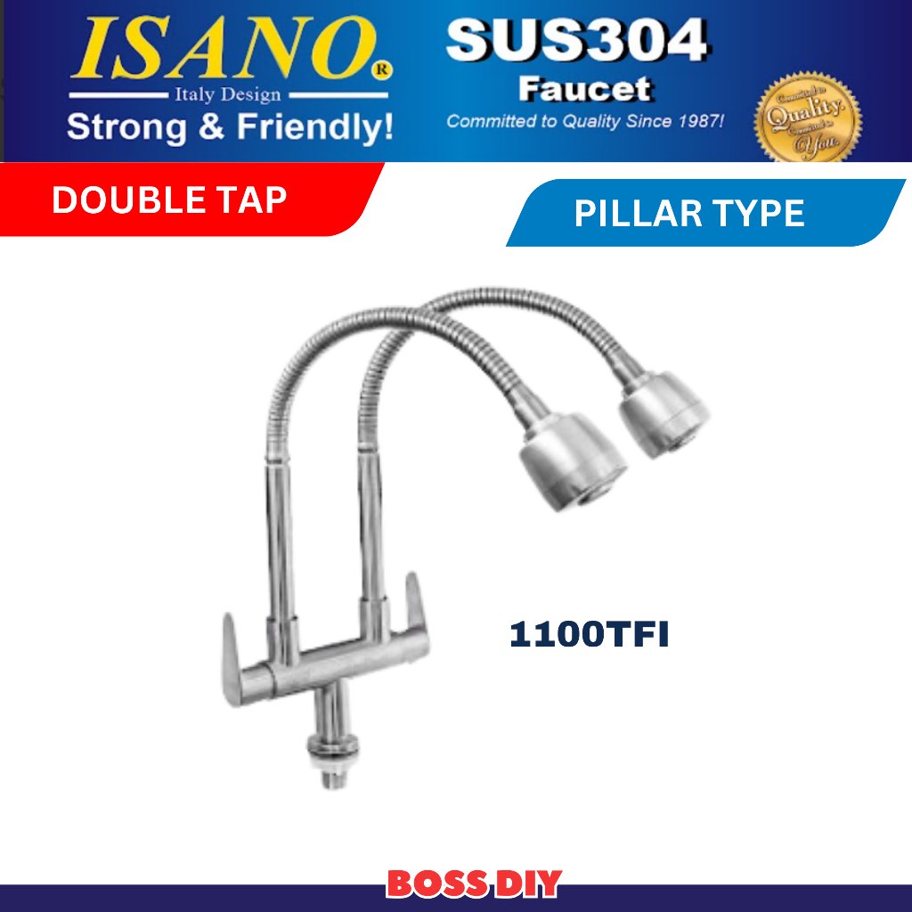 ISANO Kitchen Sink Faucet Stainless Steel Flexible Rotating Hose Shower ...
