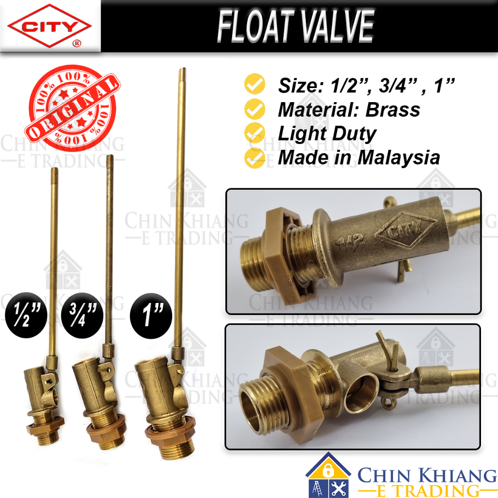 CITY Brass Float Valve Water Tank Light Duty Tangki Air Pelampung Bola ...